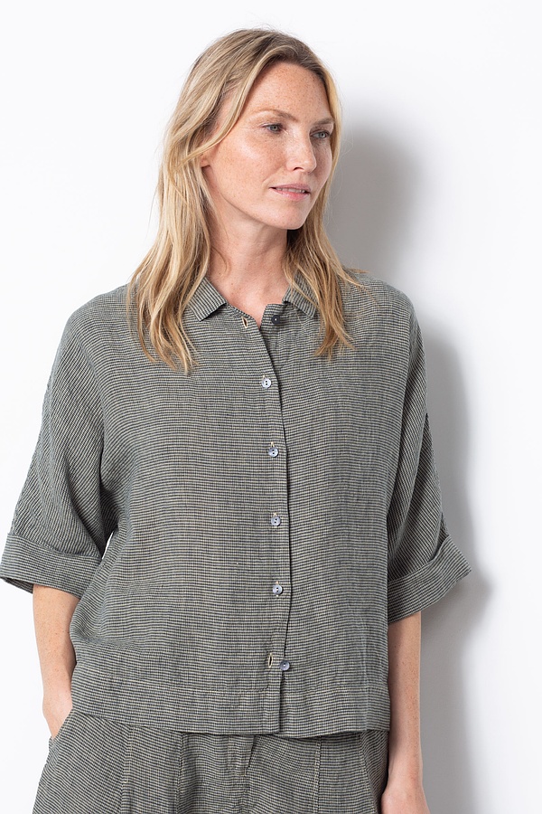 OSKA UK - Blouse 522 / Small Gingham Check on Pure Linen