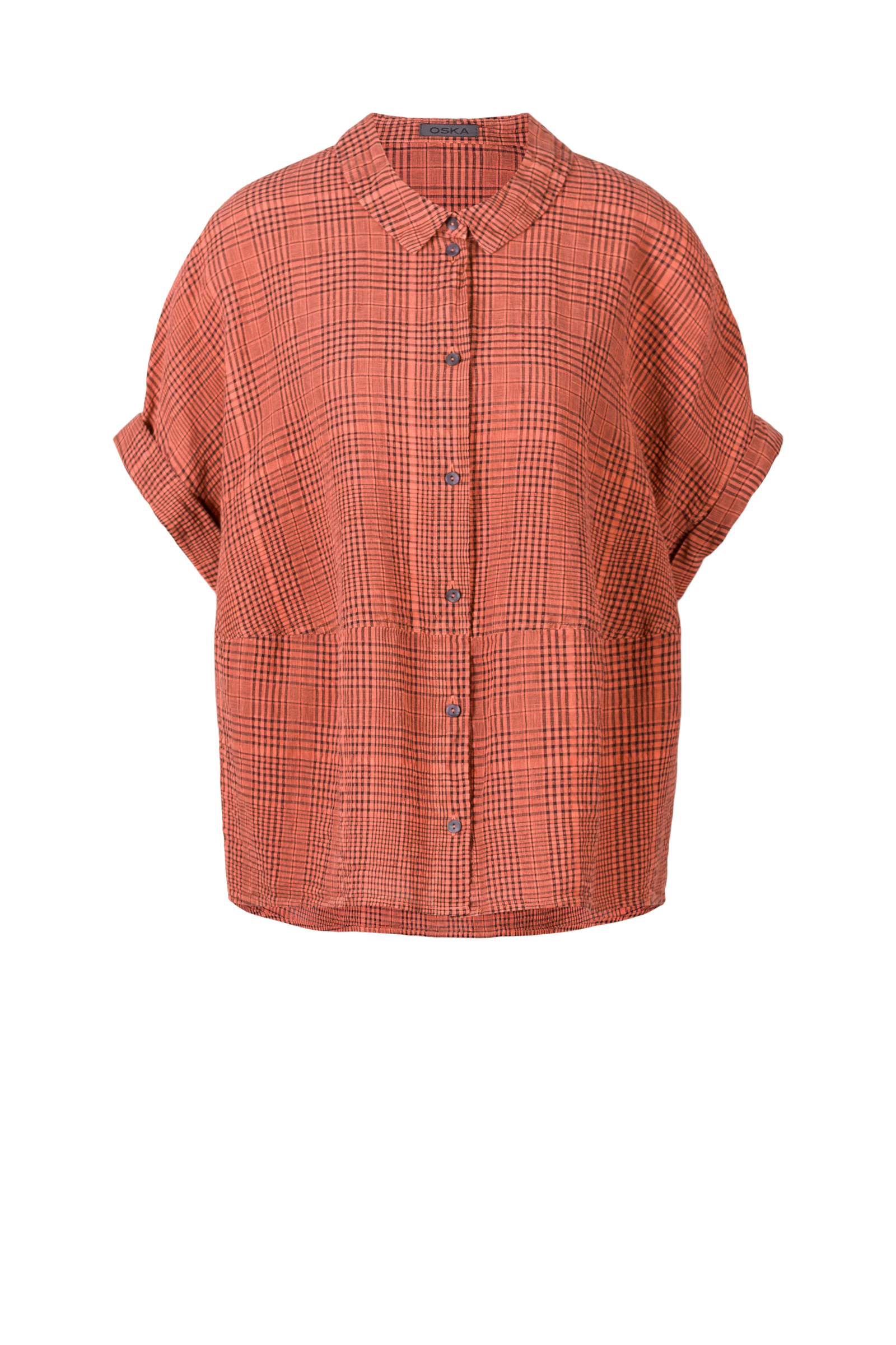 OSKA USA - Blouse 429 / Linen-Cotton Glencheck