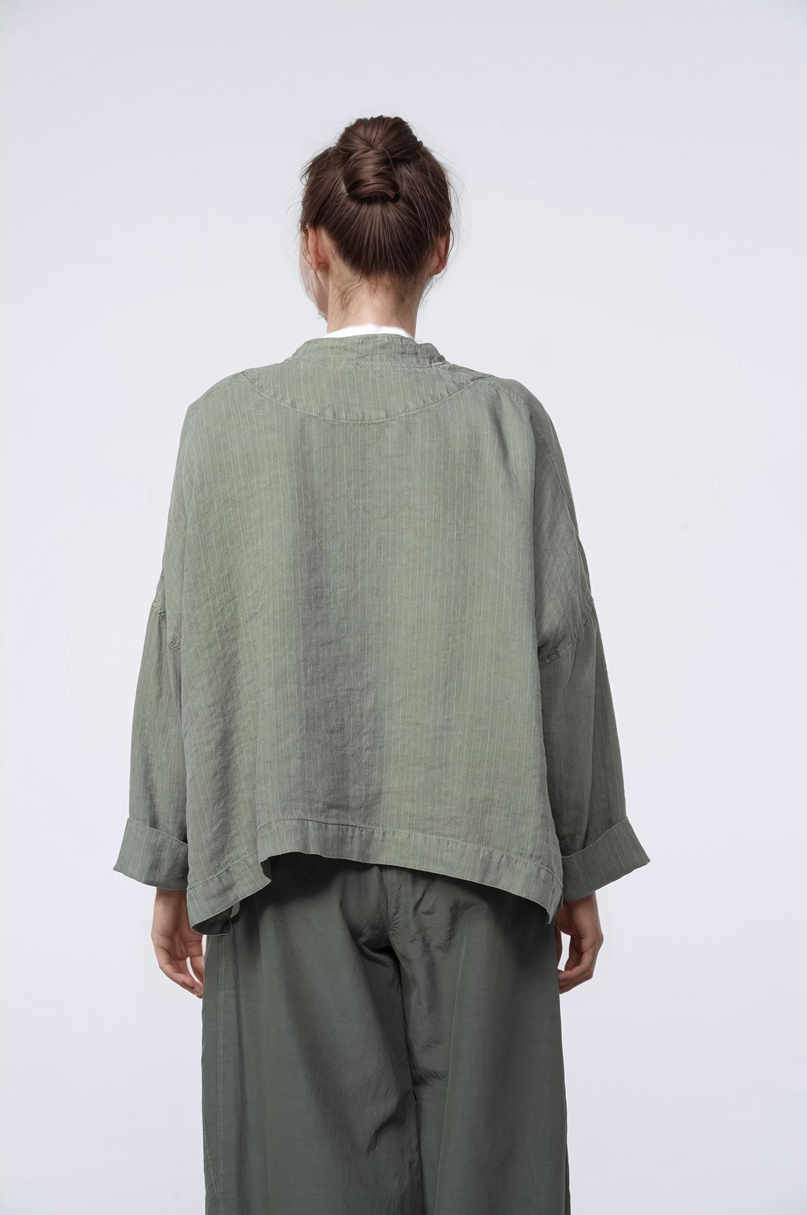 OSKA UK - Jacket 410 / Linen-Lyocell Herringbone with Pinstripe