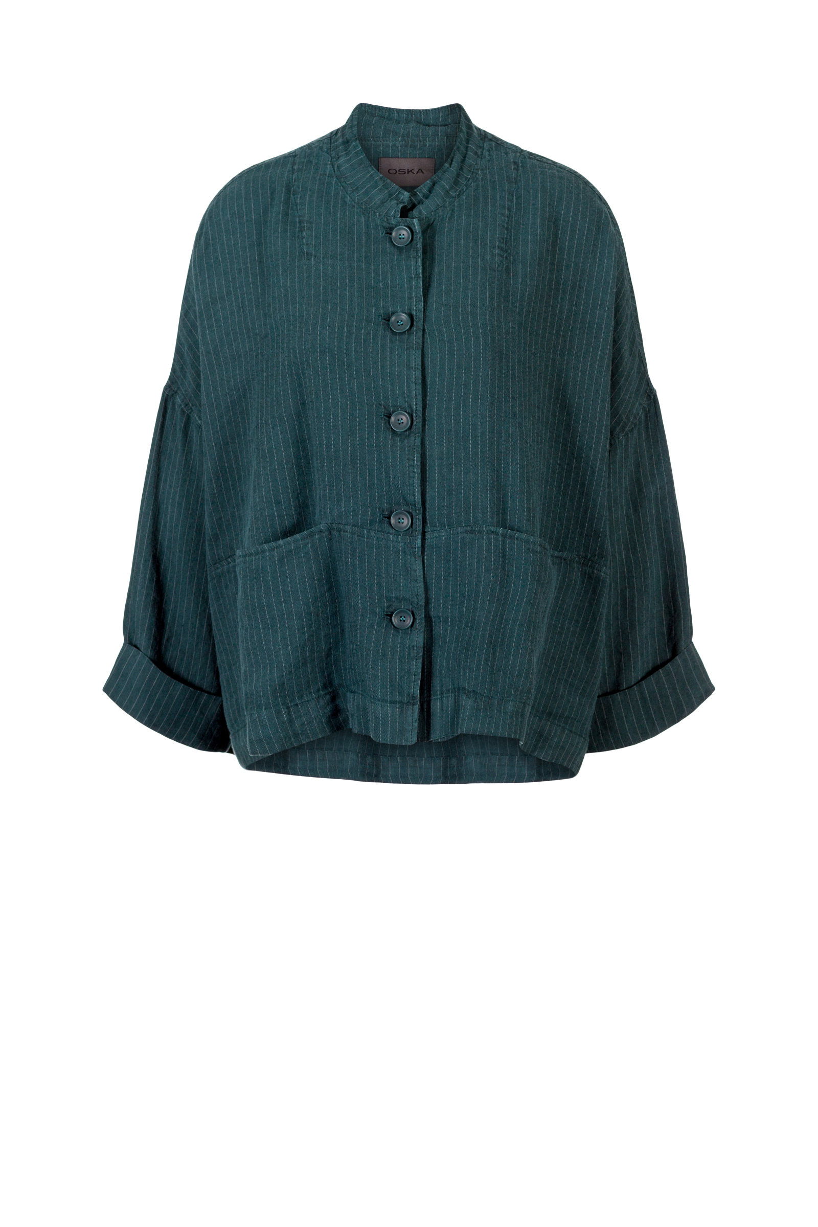 OSKA UK - Jacket 410 / Linen-Lyocell Herringbone with Pinstripe